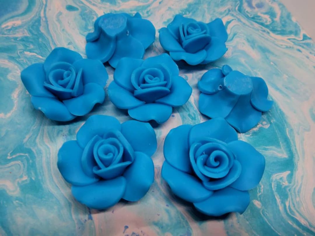 New 5 Polymer Clay Fimo Flowers Roses Beads 40mm - Etsy