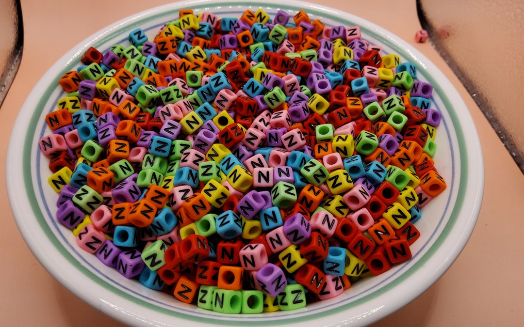 25 - 100 Colored Alphabet Spacer Candy Kawaii Jewelry Beads Size 6mm ...