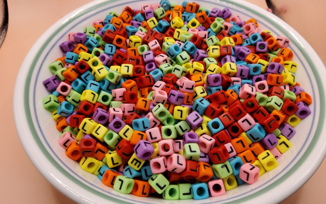 25 - 100 Colored Alphabet Spacer Candy Kawaii Jewelry Beads Size 6mm ...