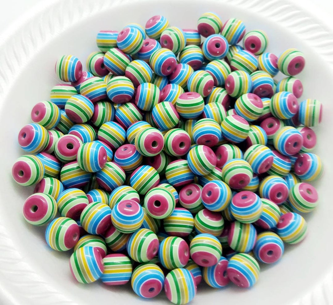 20 Round Acrylic Resin Plastic Gumball Plastic Multicolored Beads 10mm ...