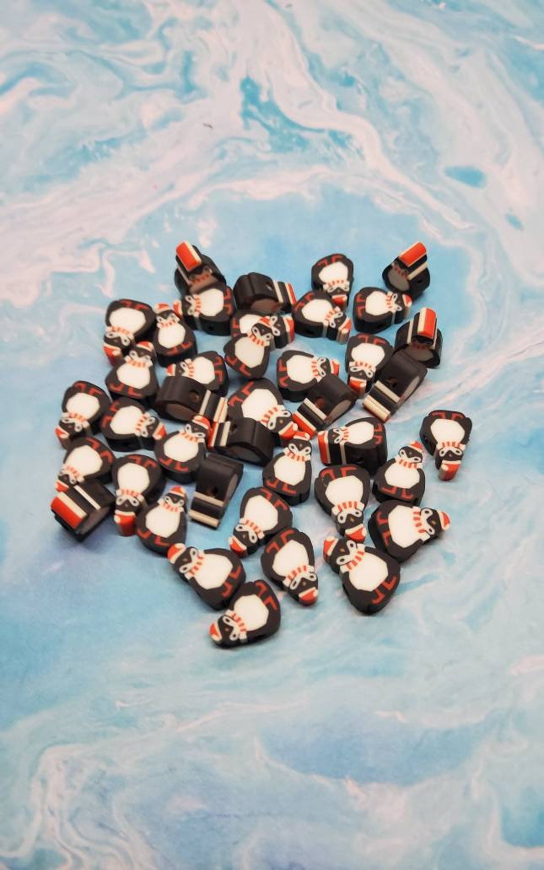 New Christmas Penguins Polymer Clay Fimo Beads Round Coin 10mm - Etsy