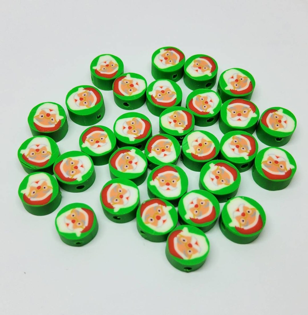New 25 Christmas Santa Claus Shaoed Polymer Clay Fimo Beads 10mm - Etsy