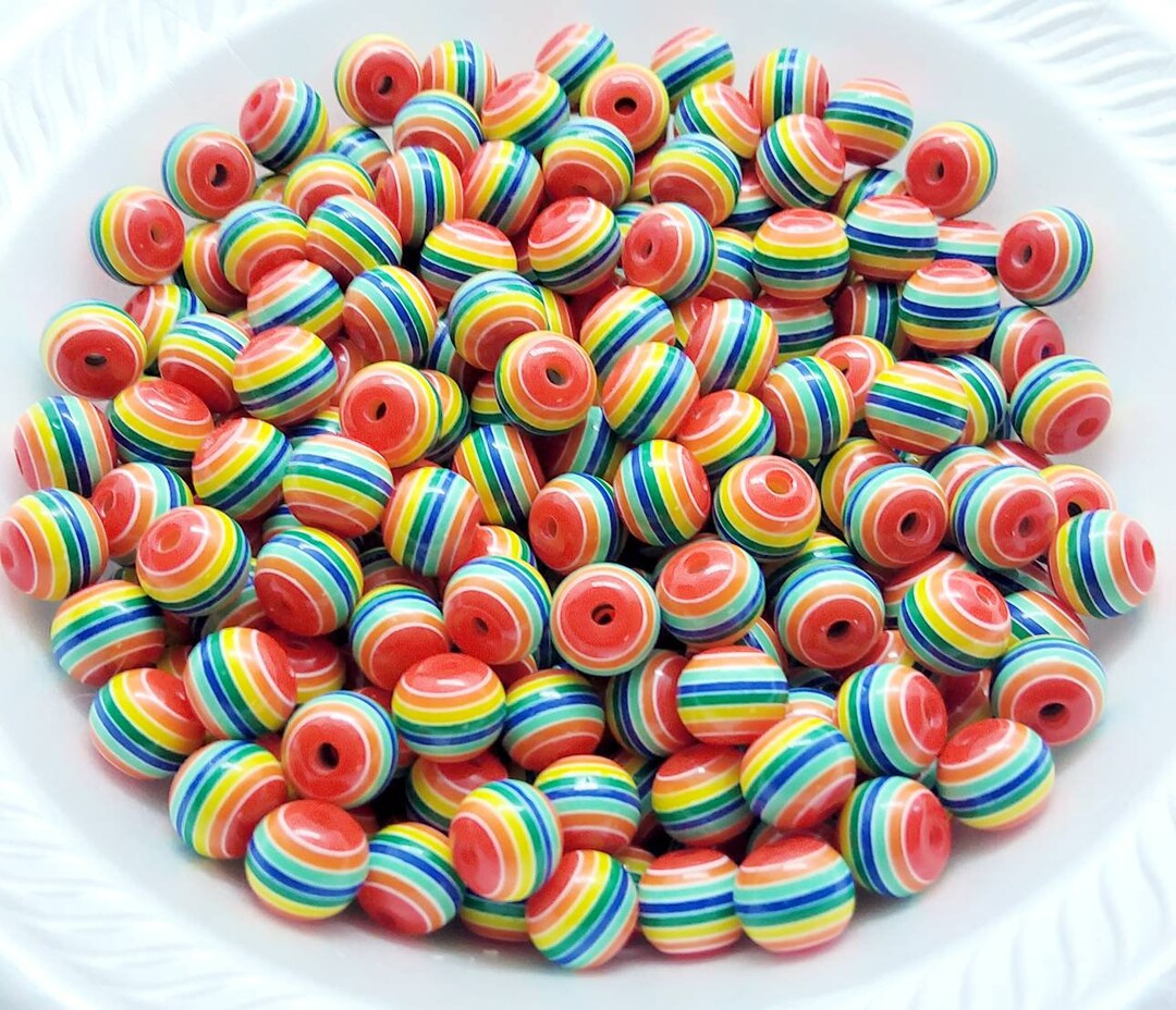 20 Round Acrylic Resin Plastic Gumball Plastic Multicolored Beads 10mm ...