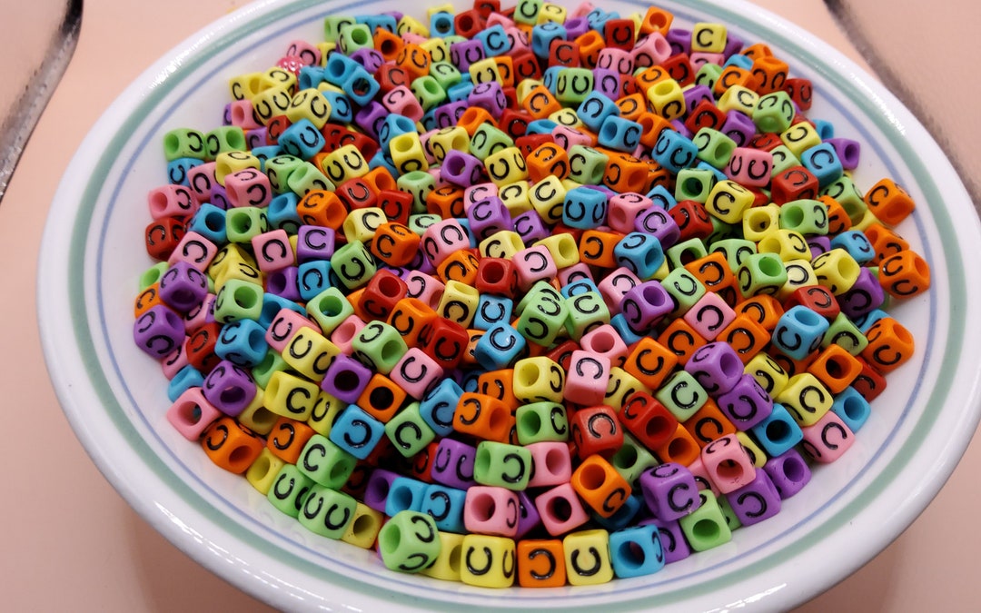 25 - 100 Colored Alphabet Spacer Candy Kawaii Jewelry Beads Size 6mm ...