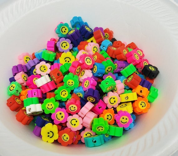New 25 Smiley Face Mixed Color Polymer Clay Fimo Flower Shaped | Etsy