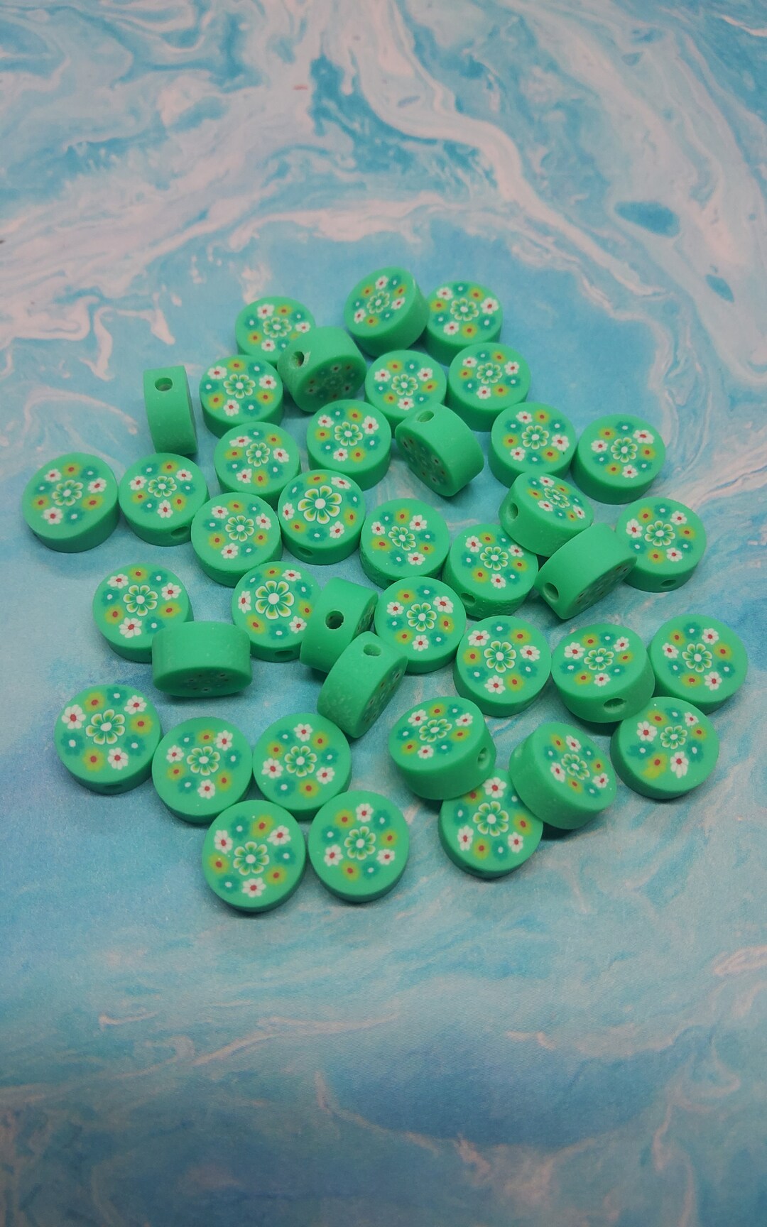 25 Polymer Clay Fimo Coin Beads Flowers - Etsy