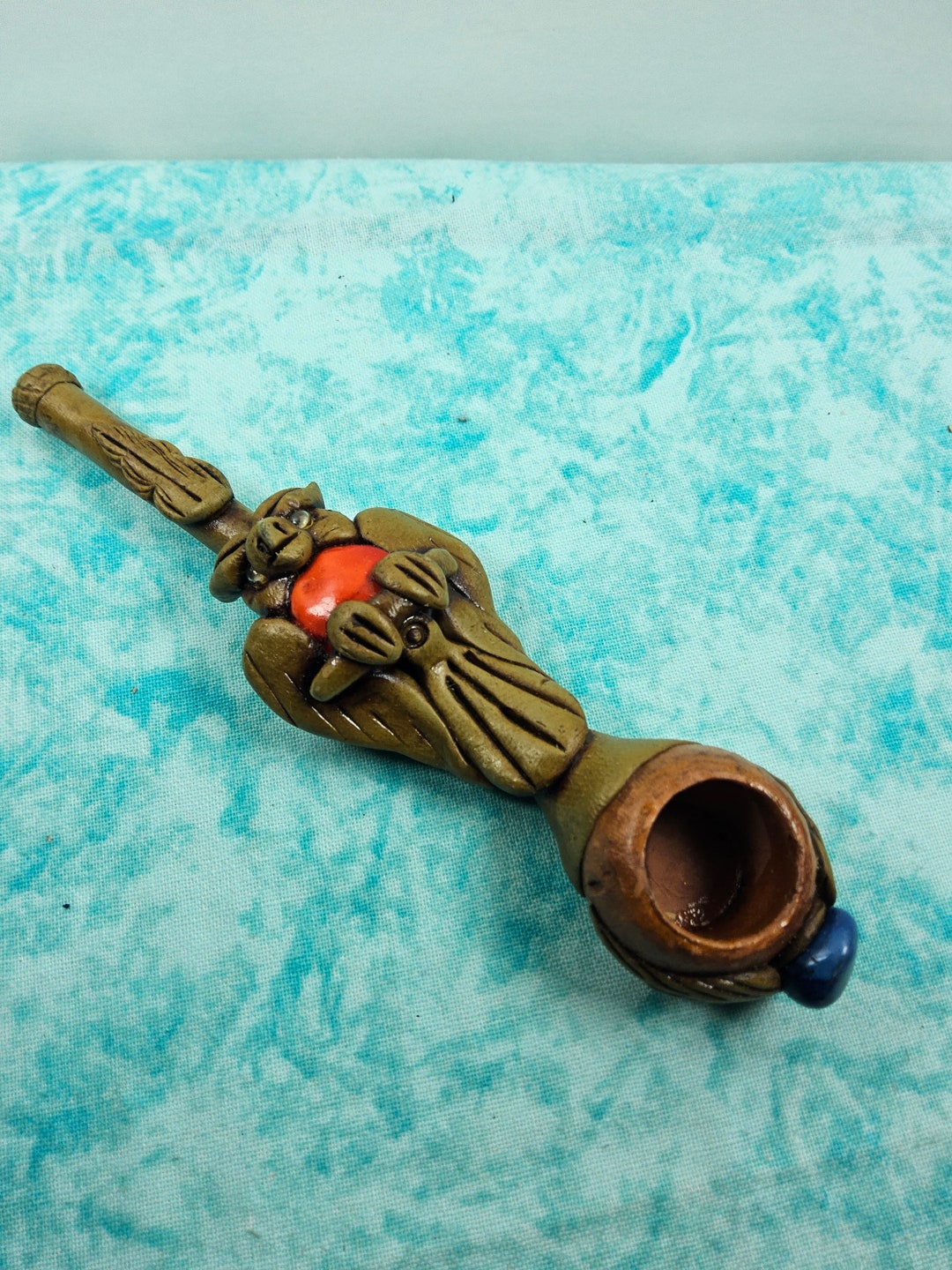 New Hand Painted Decorative Peruvian Animal Owl Pipe With Stone - Etsy