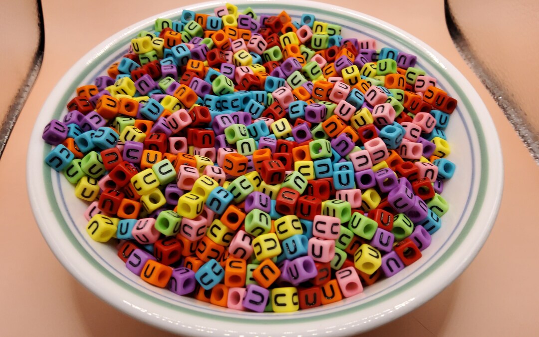 25 - 100 Colored Alphabet Spacer Candy Kawaii Jewelry Beads Size 6mm ...