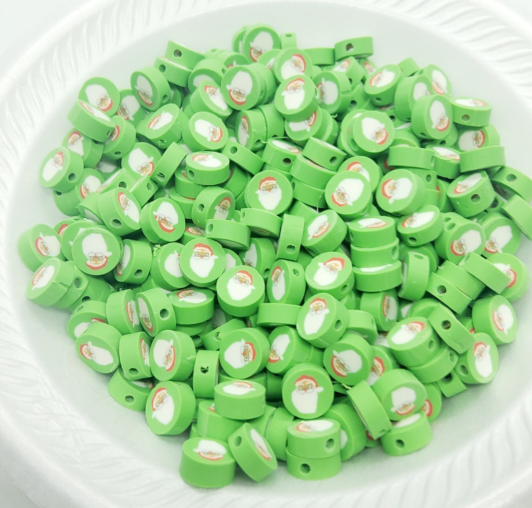 New Christmas Santa Claus Polymer Clay Fimo Beads Round Coin 10mm-12mm ...