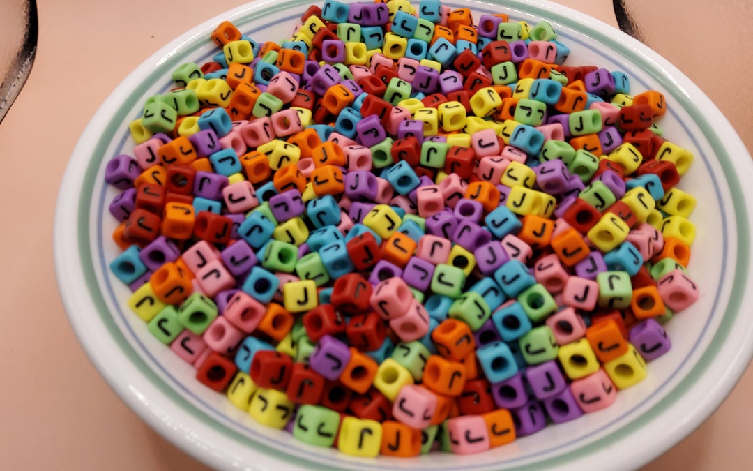 25 - 100 Colored Alphabet Spacer Candy Kawaii Jewelry Beads Size 7mm ...
