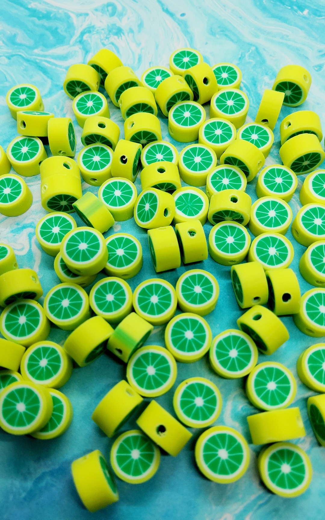 25 Polymer Clay Lemon Slice Beads: Kawaii Jewelry Making (10mm) - Etsy