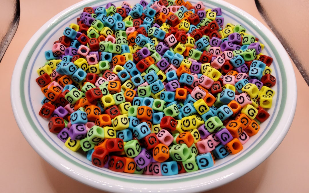 25 - 100 Colored Alphabet Spacer Candy Kawaii Jewelry Beads Size 6mm ...