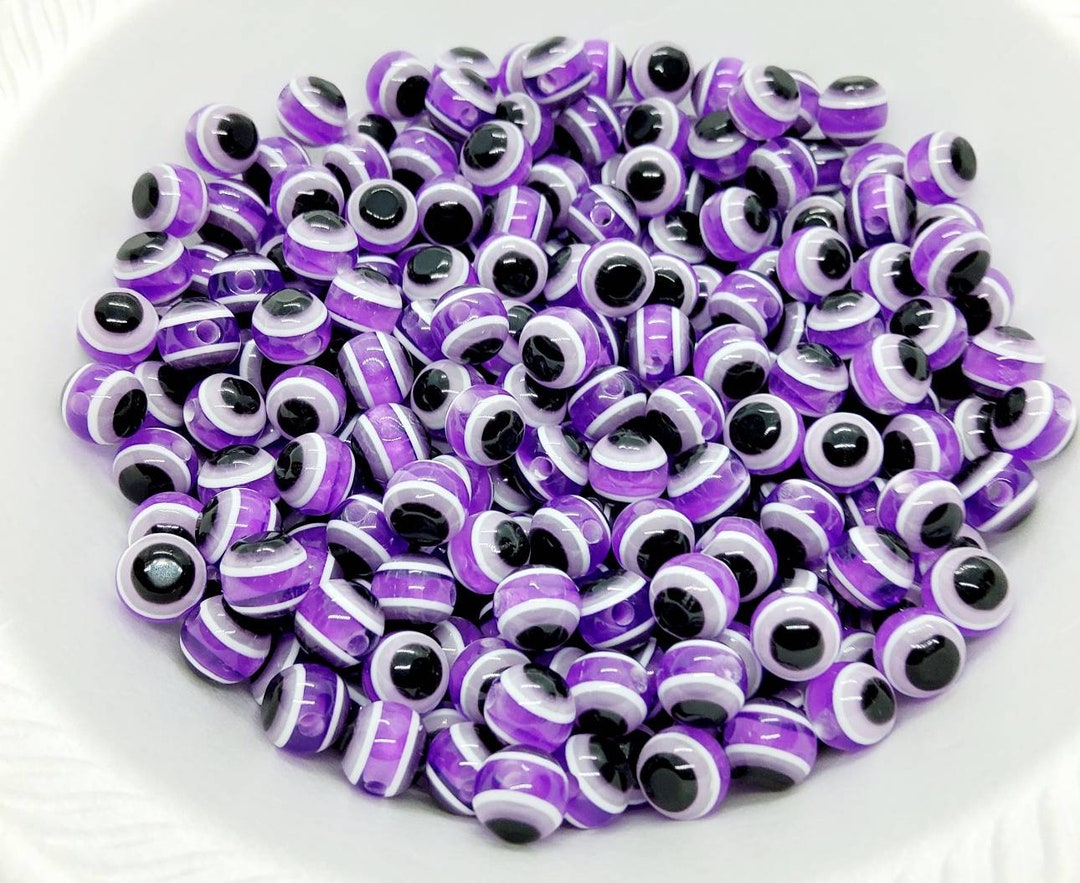 New 25 Resin Acrylic Round Evil Eye Beads Size 8mm - Etsy