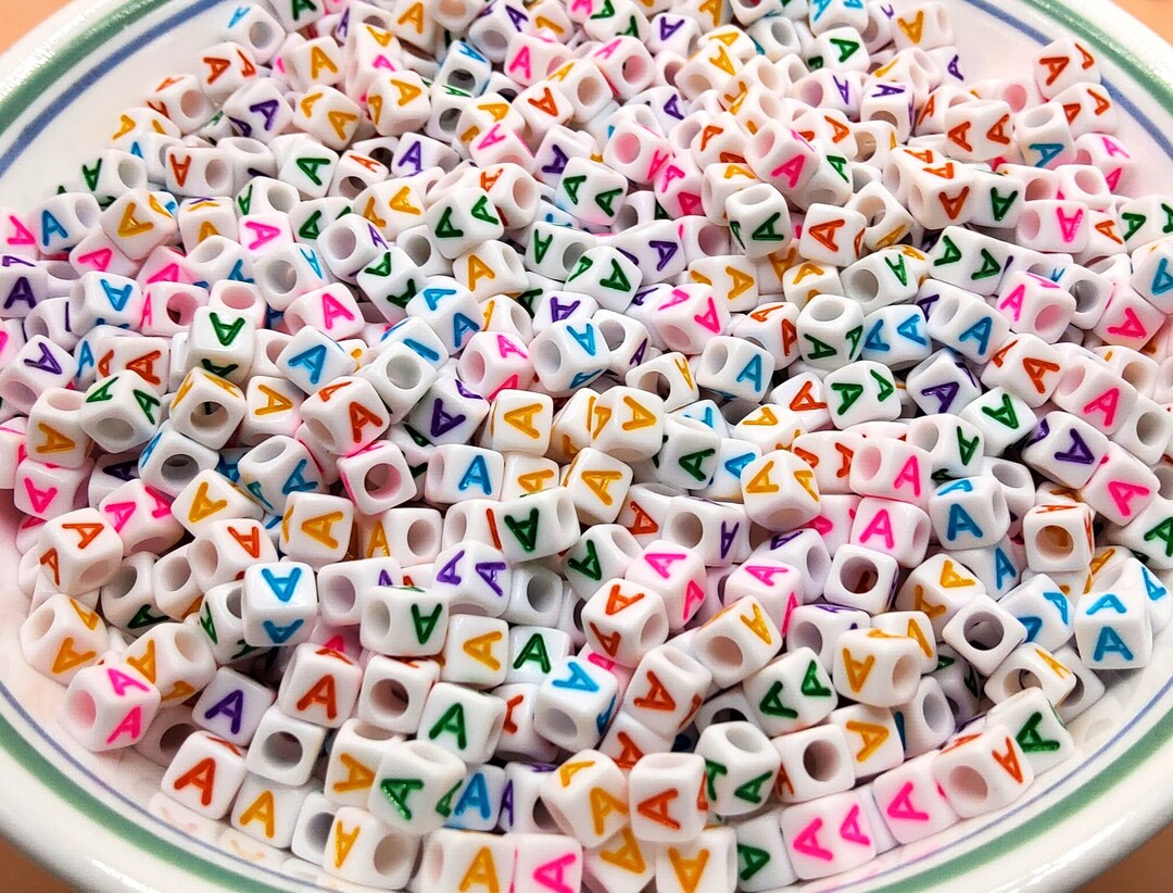 25 - 100 Colored Alphabet Spacer Candy Kawaii Jewelry Beads Size 7mm ...
