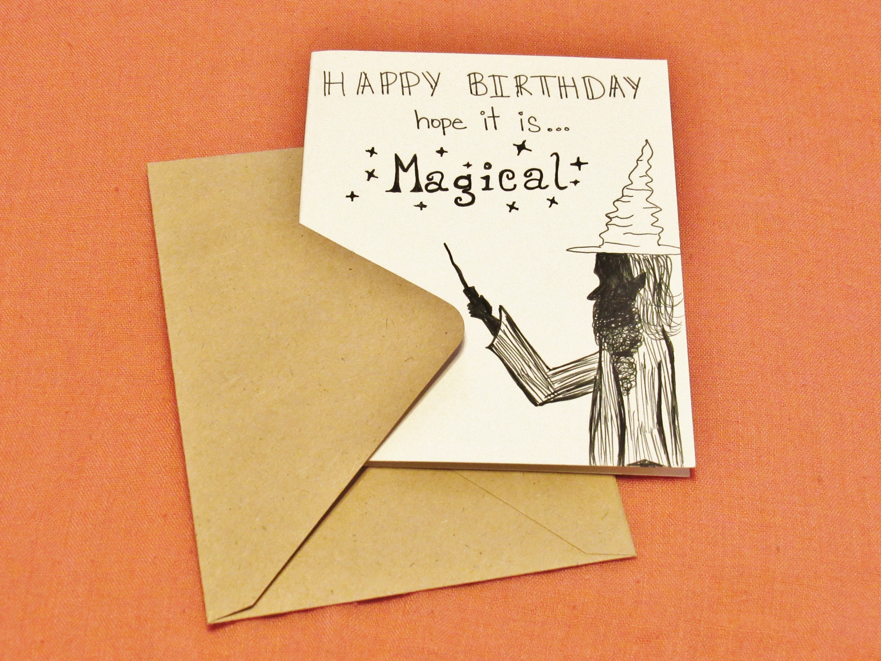 Wizard Happy Birthday Card - "happy Birthday Hope It's Magical" - Etsy
