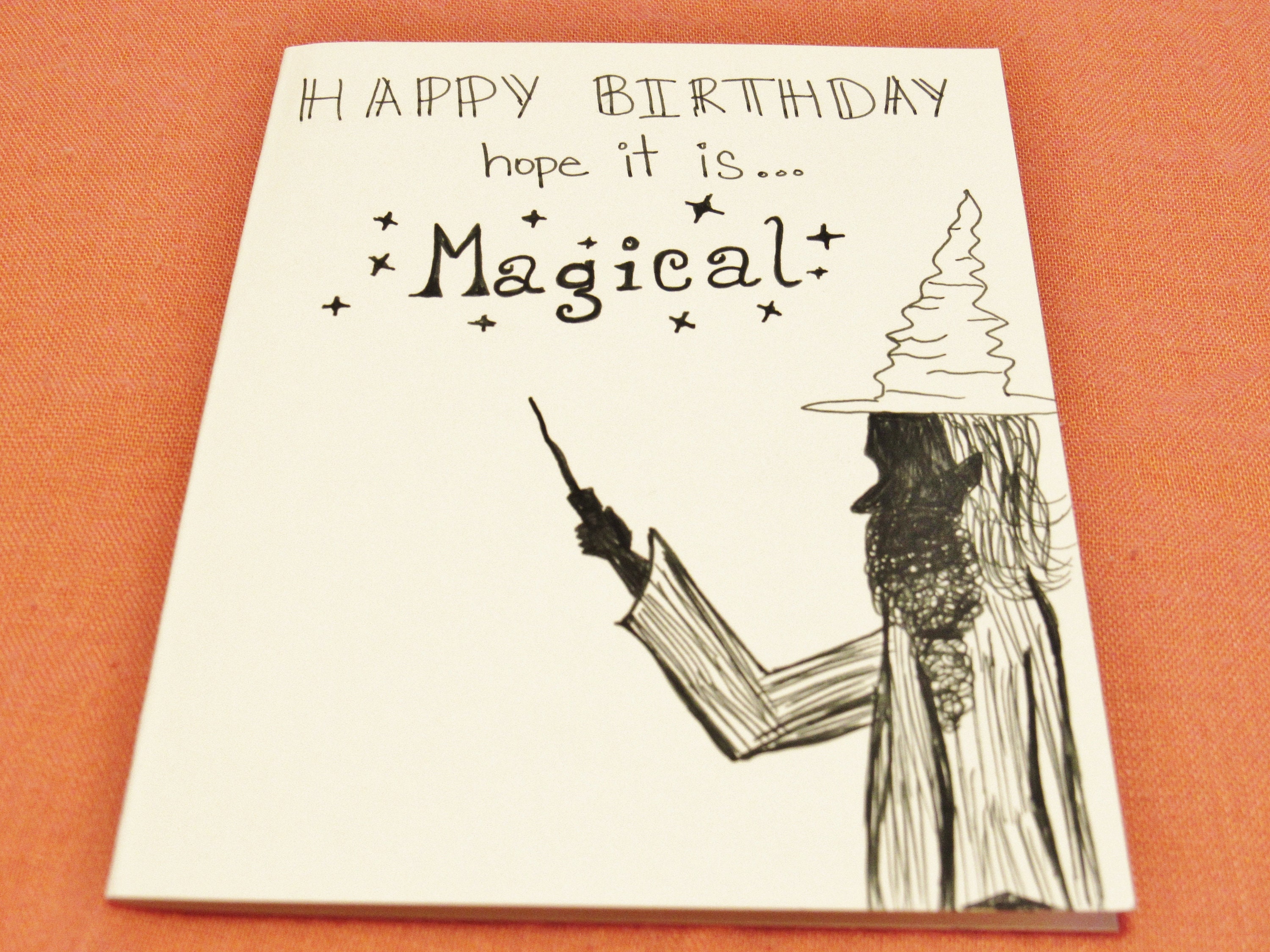 Wizard Happy Birthday Card - "happy Birthday Hope It's Magical" - Etsy