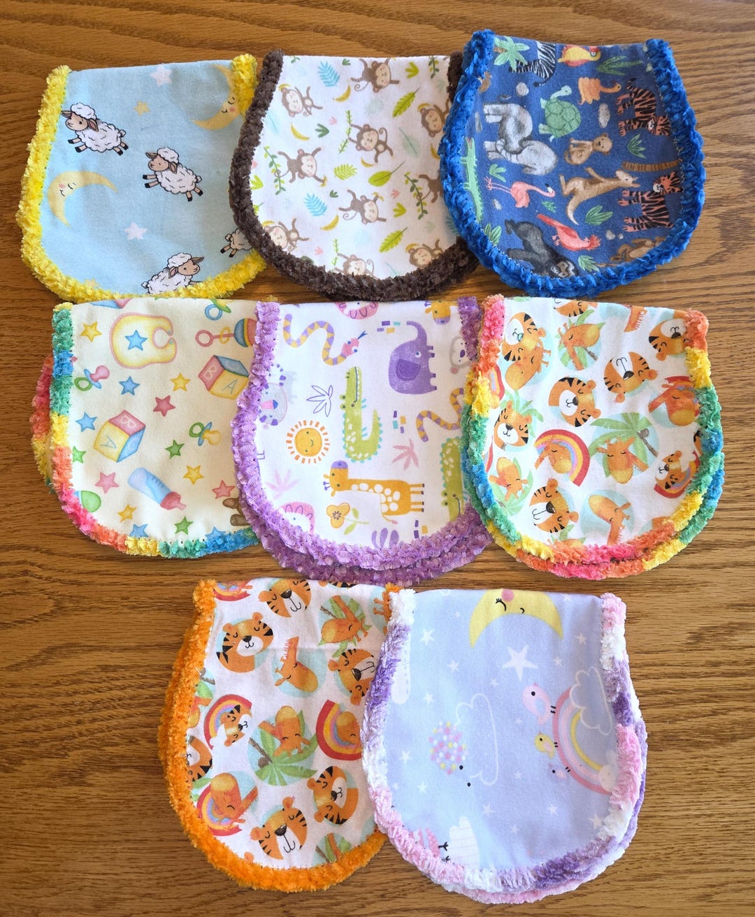 Flannel Double Sided Mini Burp Cloths With Soft Fuzzy Crocheted Edge - Etsy