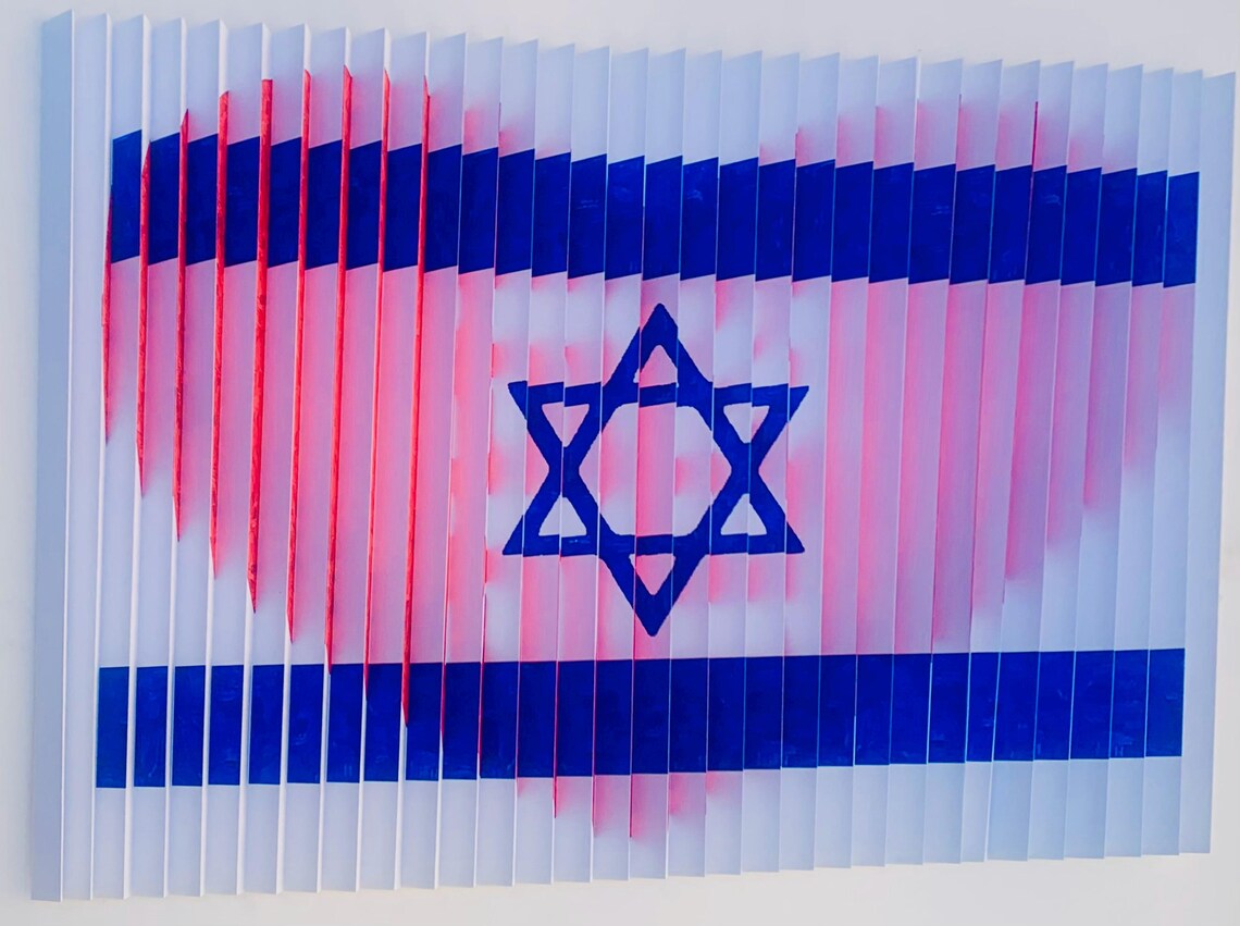 Shem Tov "ahava Red Heart & Israeli Flag" 3D Wall Sculpture Hand Signed ...