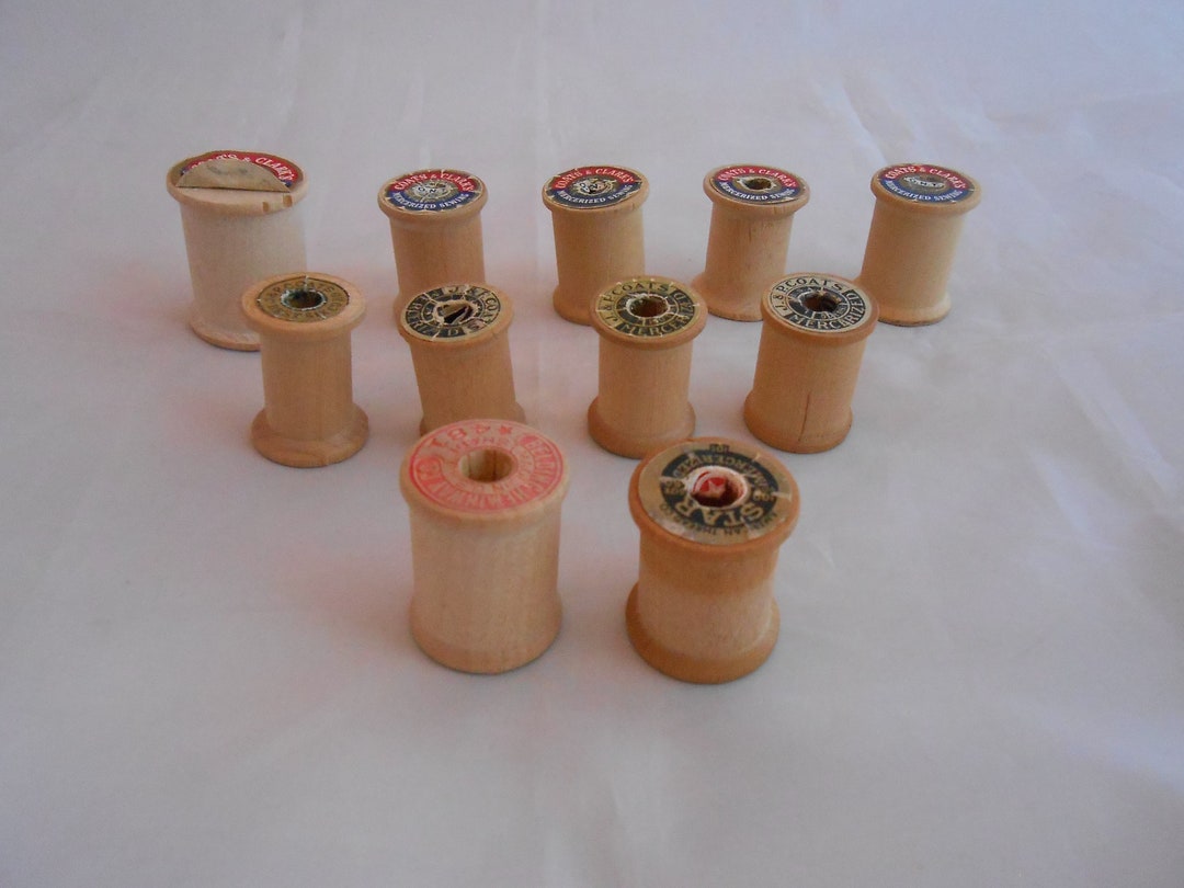 Vintage Wooden Spools, Lot of 11, Empty Spools, Sewing, Arts/crafts ...