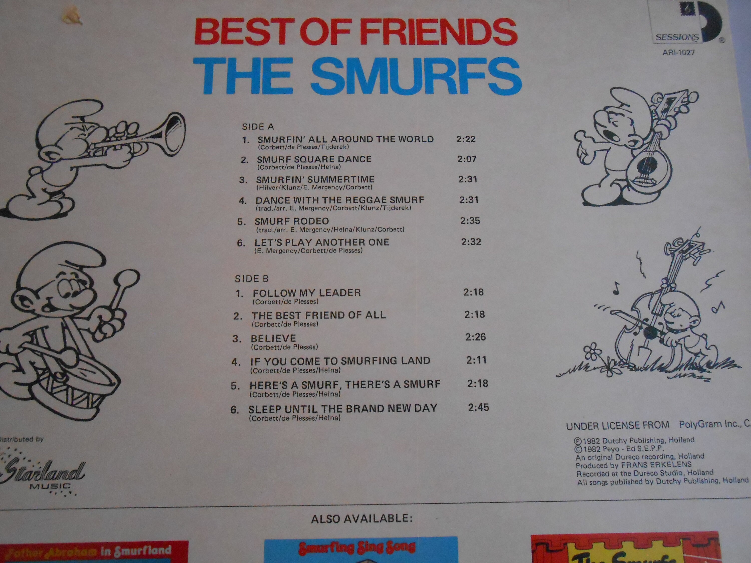 Vintage Best of Friends the Smurfs Record, 1982, Starland Music, ARI ...