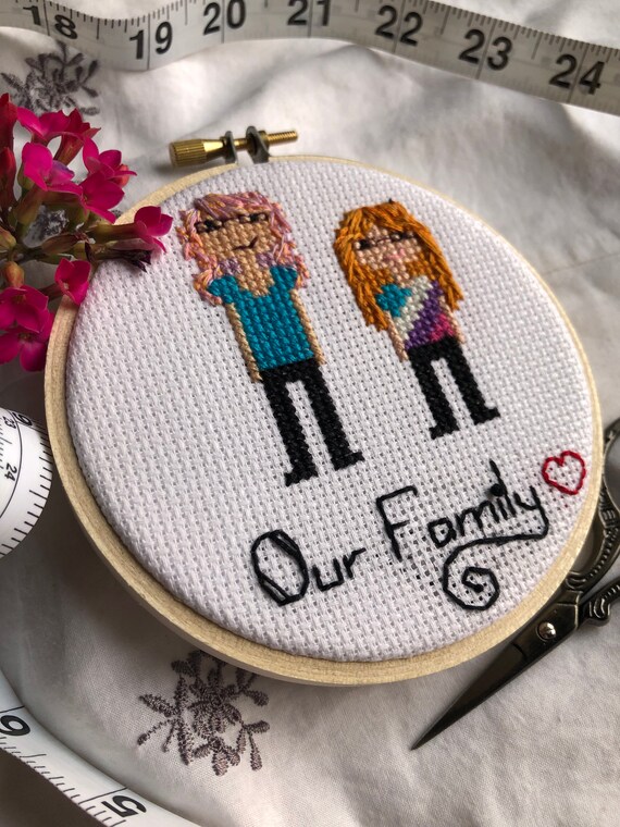 Custom Cross Stitch Family Portrait | Etsy