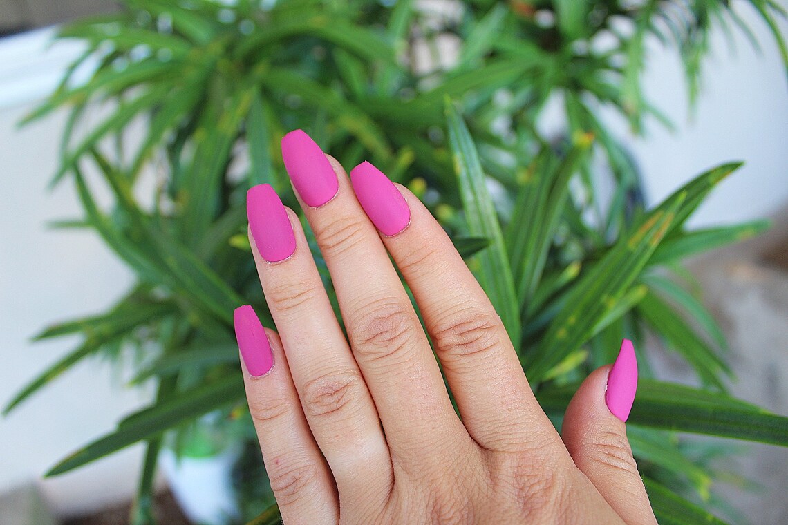 Dark Pink Matte-Glossy Nails Press On Nails Glue On Nails | Etsy