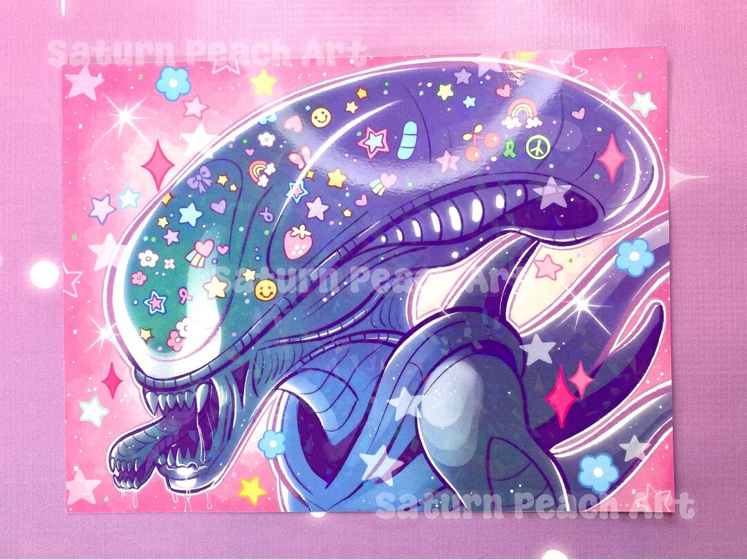 Decora Alien Holographic Art Print 9x12 - Etsy