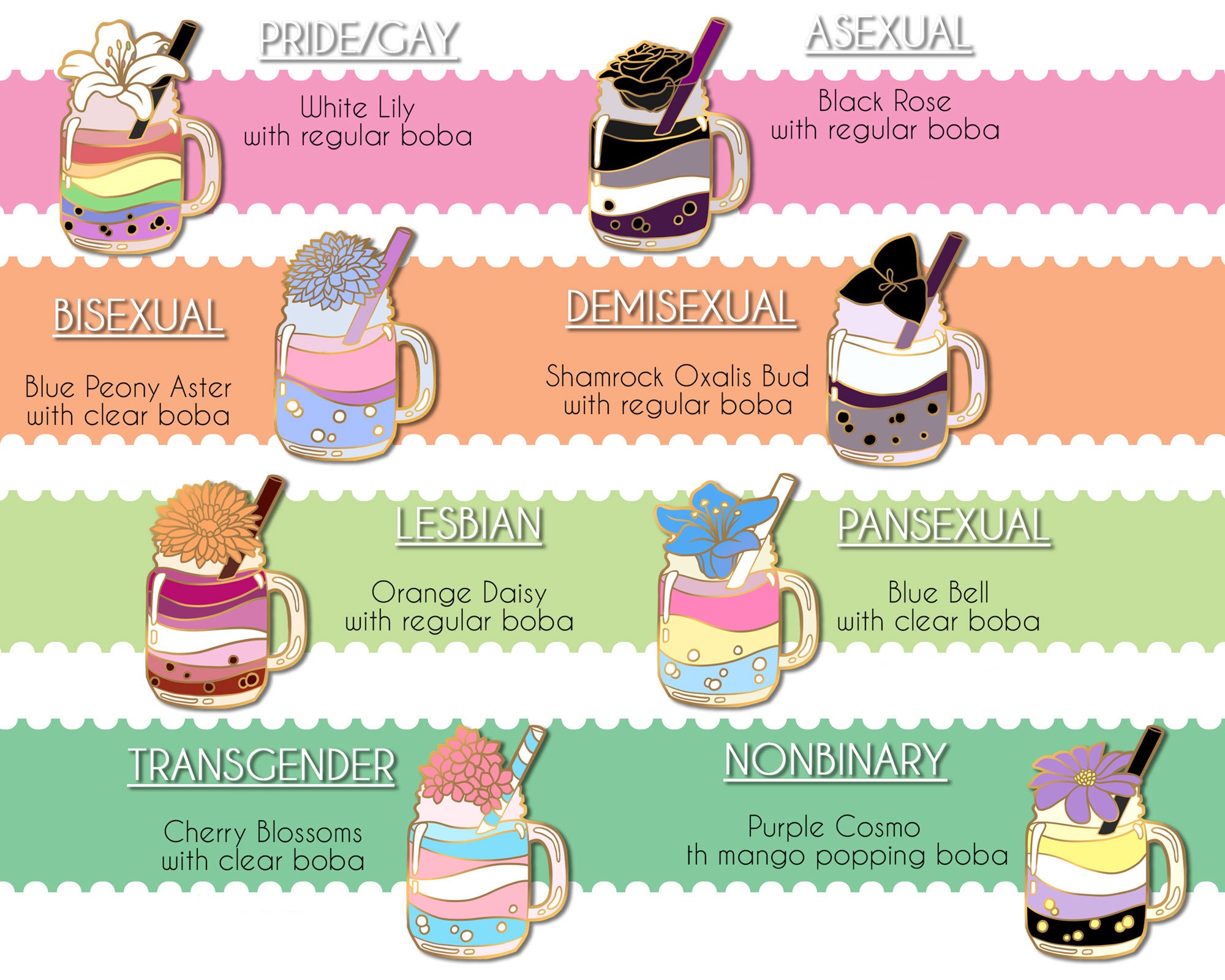 Pride Boba Milk Tea: Enamel Pins - Etsy