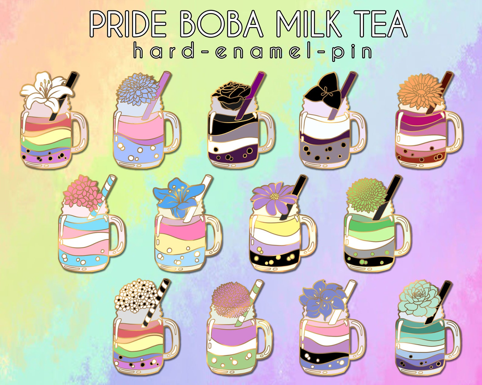 Pride Boba Milk Tea: Enamel Pins - Etsy