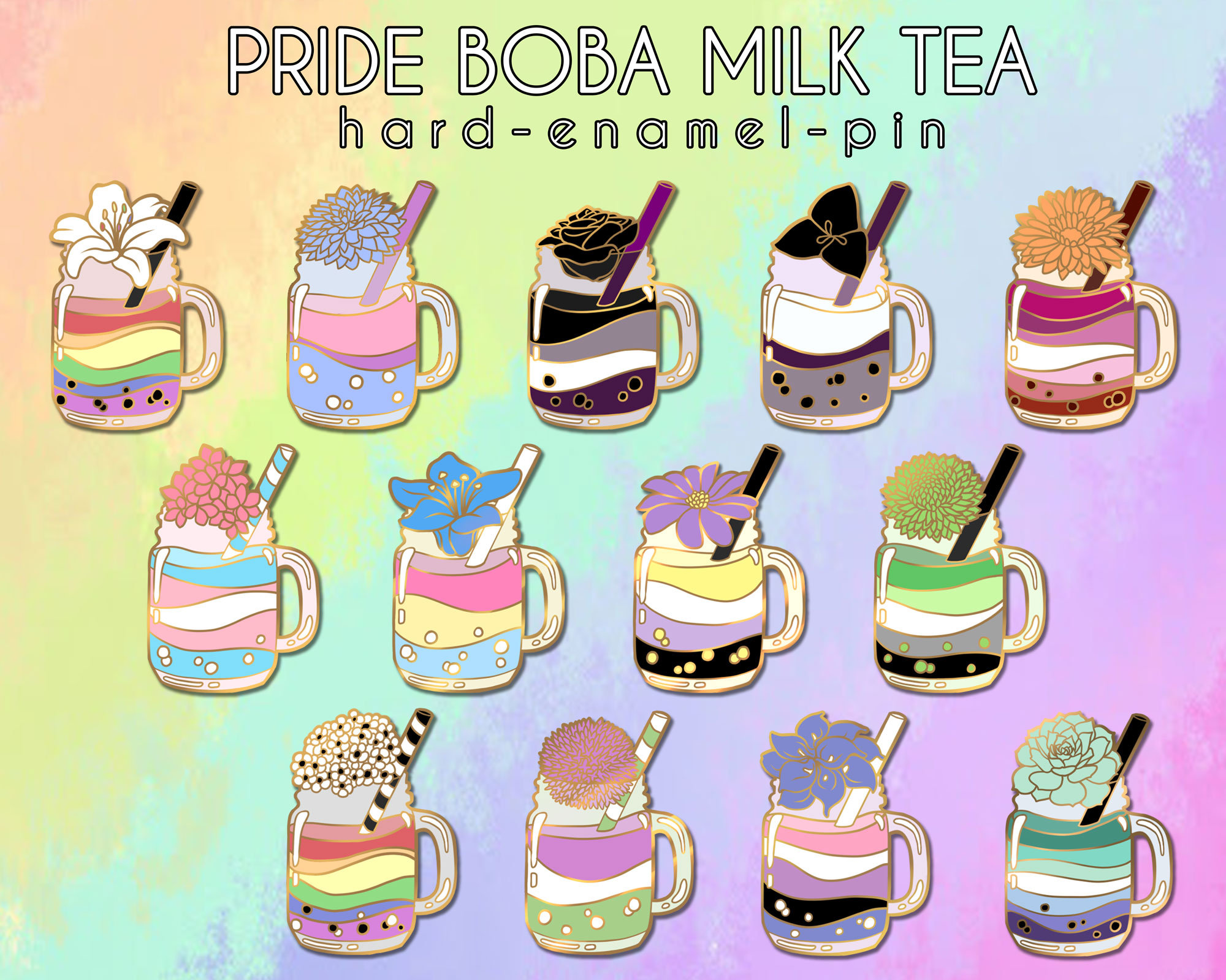Pride Boba Milk Tea: Enamel Pins - Etsy