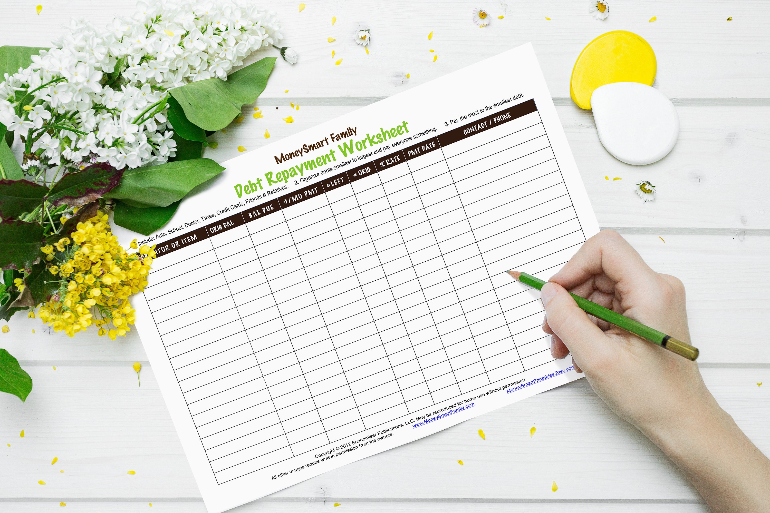 Debt Repayment Worksheet / Printable - Debt Payment Tracker / Fillable ...