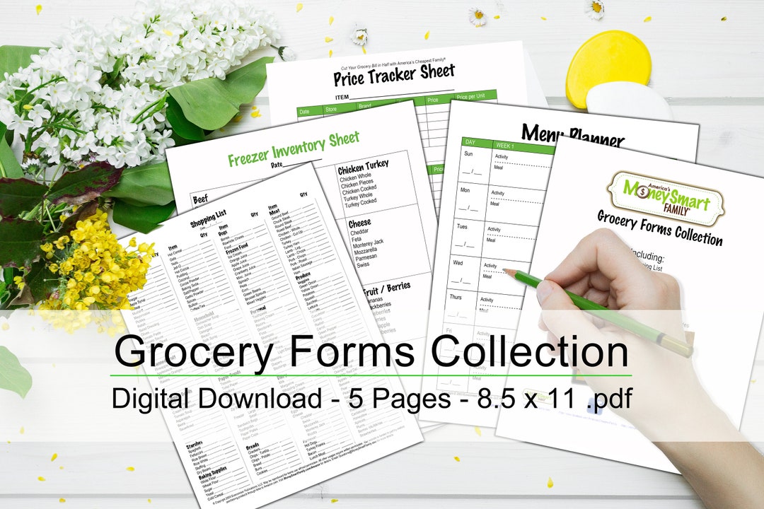 Grocery Forms Collection - Food Shopping List, Grocery Price Tracker ...
