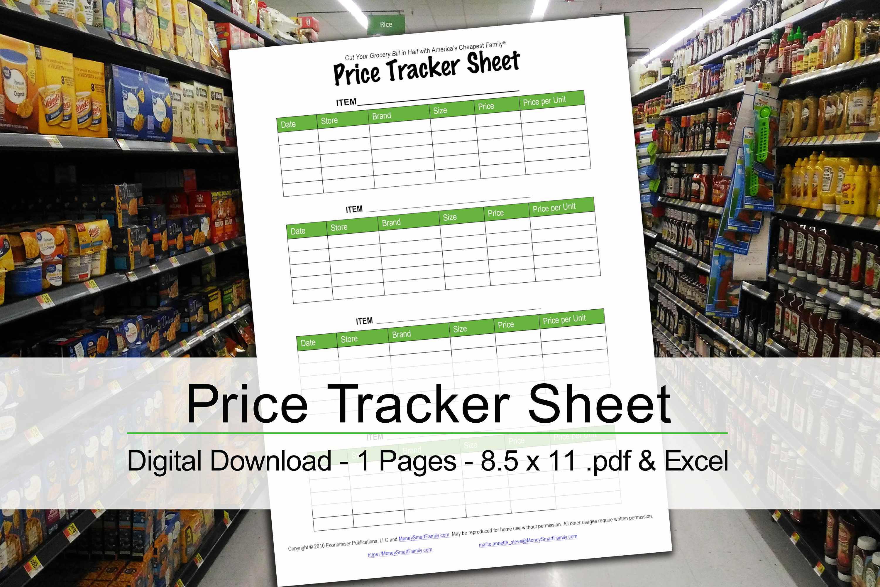 Grocery Price Tracker Sheet for Building a Grocery Price Book Save ...