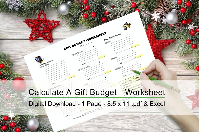 Gift Budget Worksheet - Help Planning Your Gift Buying and Spending for ...