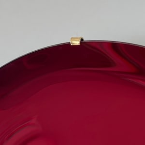 Contemporary Ruby Red Concave Mirror With Brass Clips, Inspired by ...