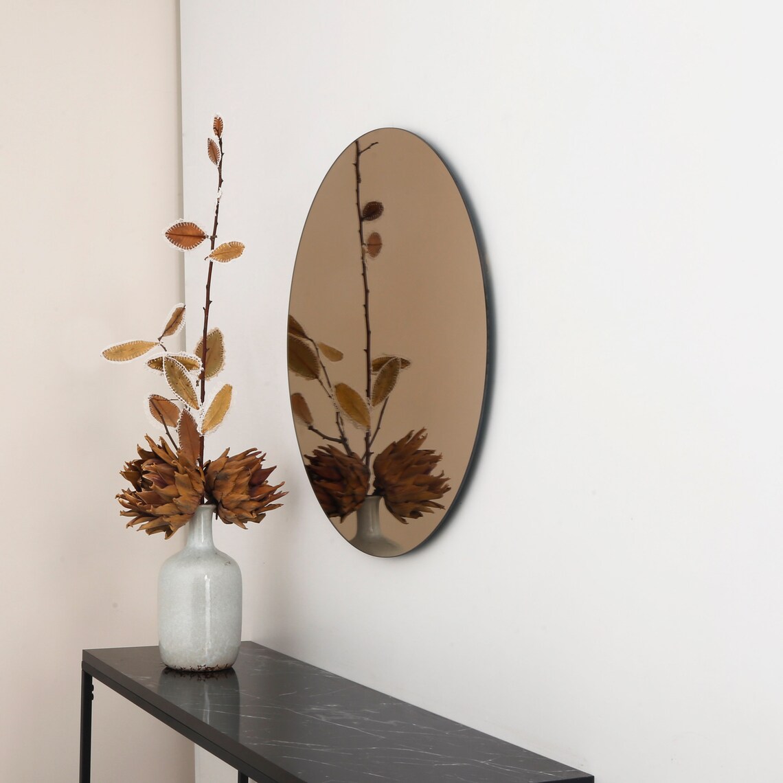 Bronze Tinted Contemporary Round Frameless Mirror - Etsy