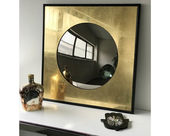 Square Mirror With Bronze Convex Mirror Convex Mirror Verre | Etsy