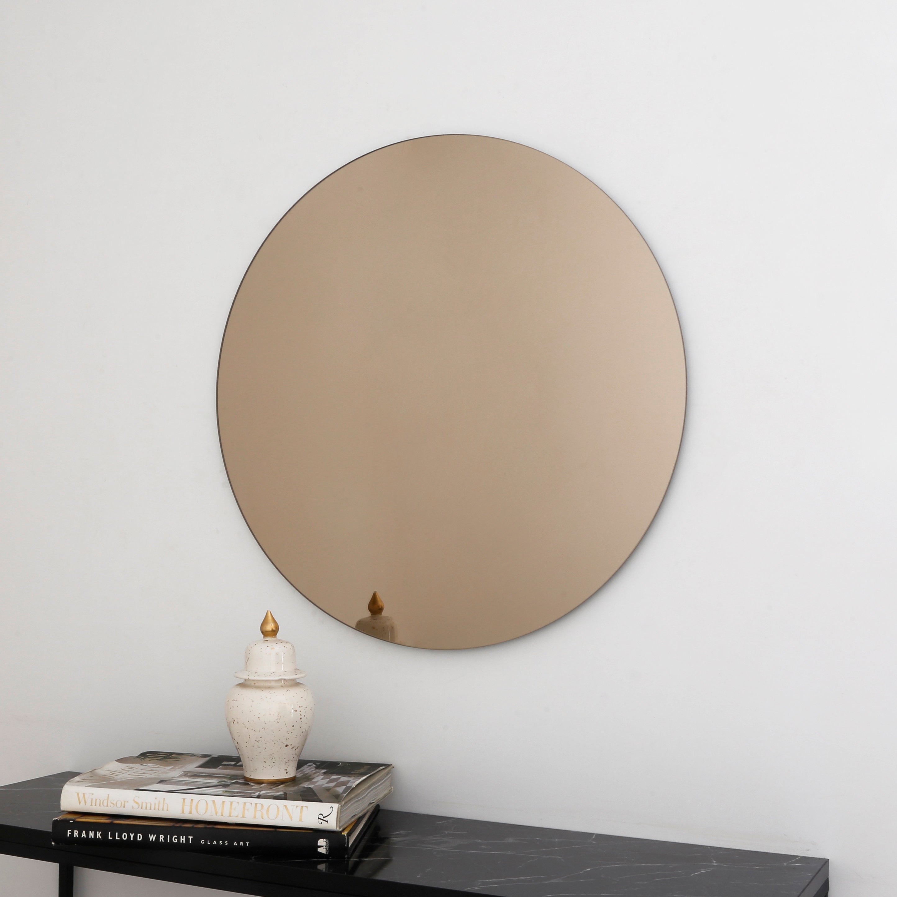 Bronze Tinted Contemporary Round Frameless Mirror - Etsy