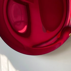 Contemporary Ruby Red Concave Mirror With Brass Clips, Inspired by ...
