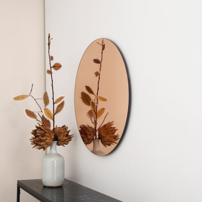 Rose Gold Tinted Contemporary Round Frameless Mirror - Etsy