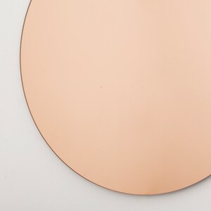 Rose Gold Tinted Contemporary Round Frameless Mirror, Minimalist Mirror ...