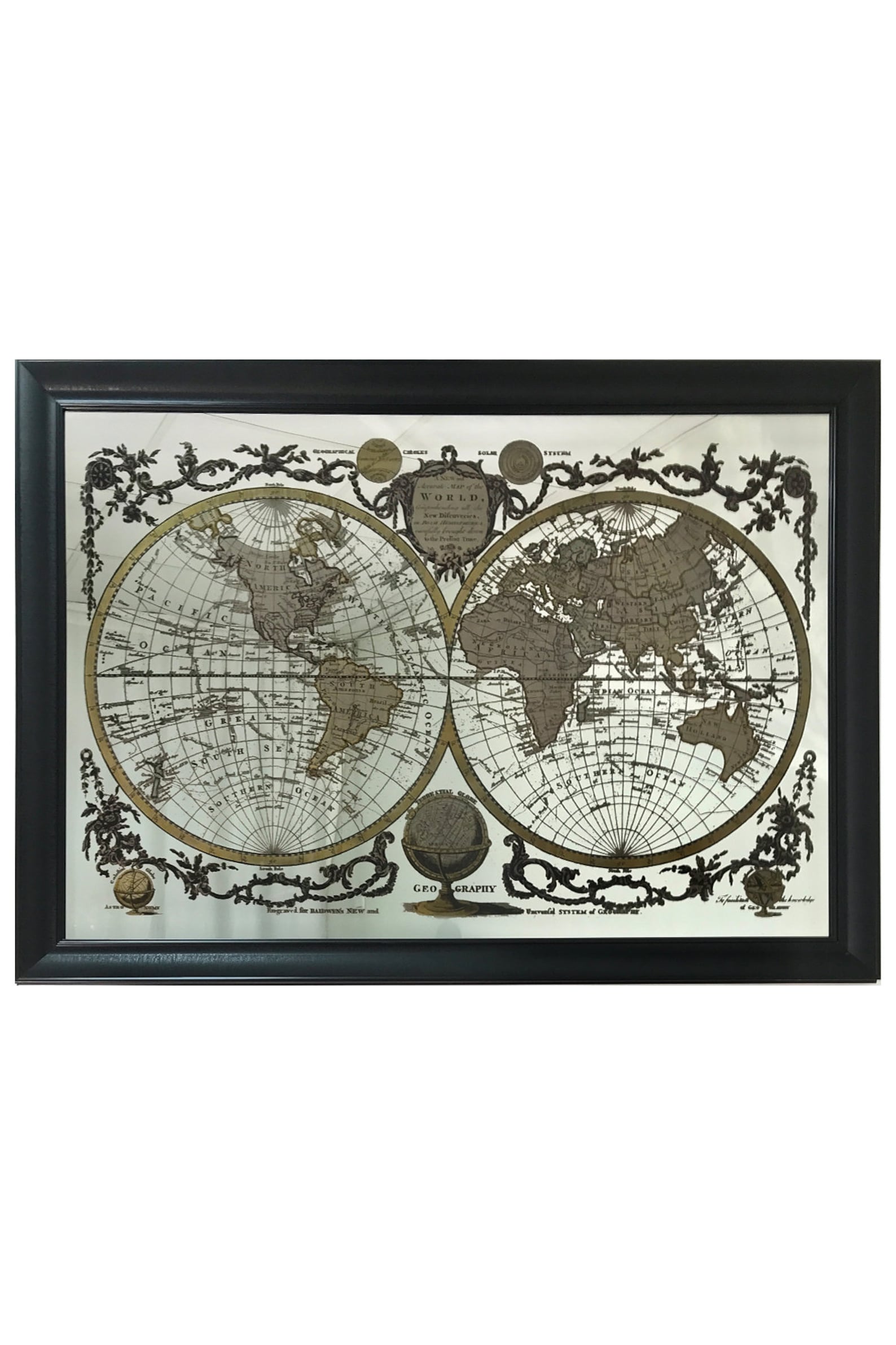 Geography World Map Mirror Chart Wall Decor UV Mirror Large - Etsy