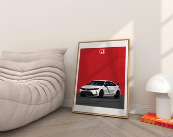 Honda Civic Type R Sport Modified JDM Drifter Sports Car Art Poster ...