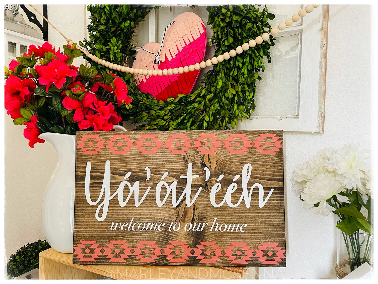 Yaateeh Welcome to Our Home Border Design Wood Sign Navajo | Etsy