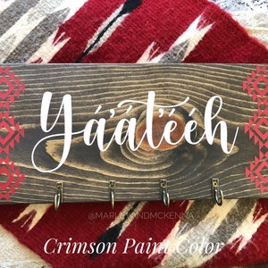 Yáátééh- Home Sweet Home Key Holder-navajo Wood Sign-native Border - Etsy