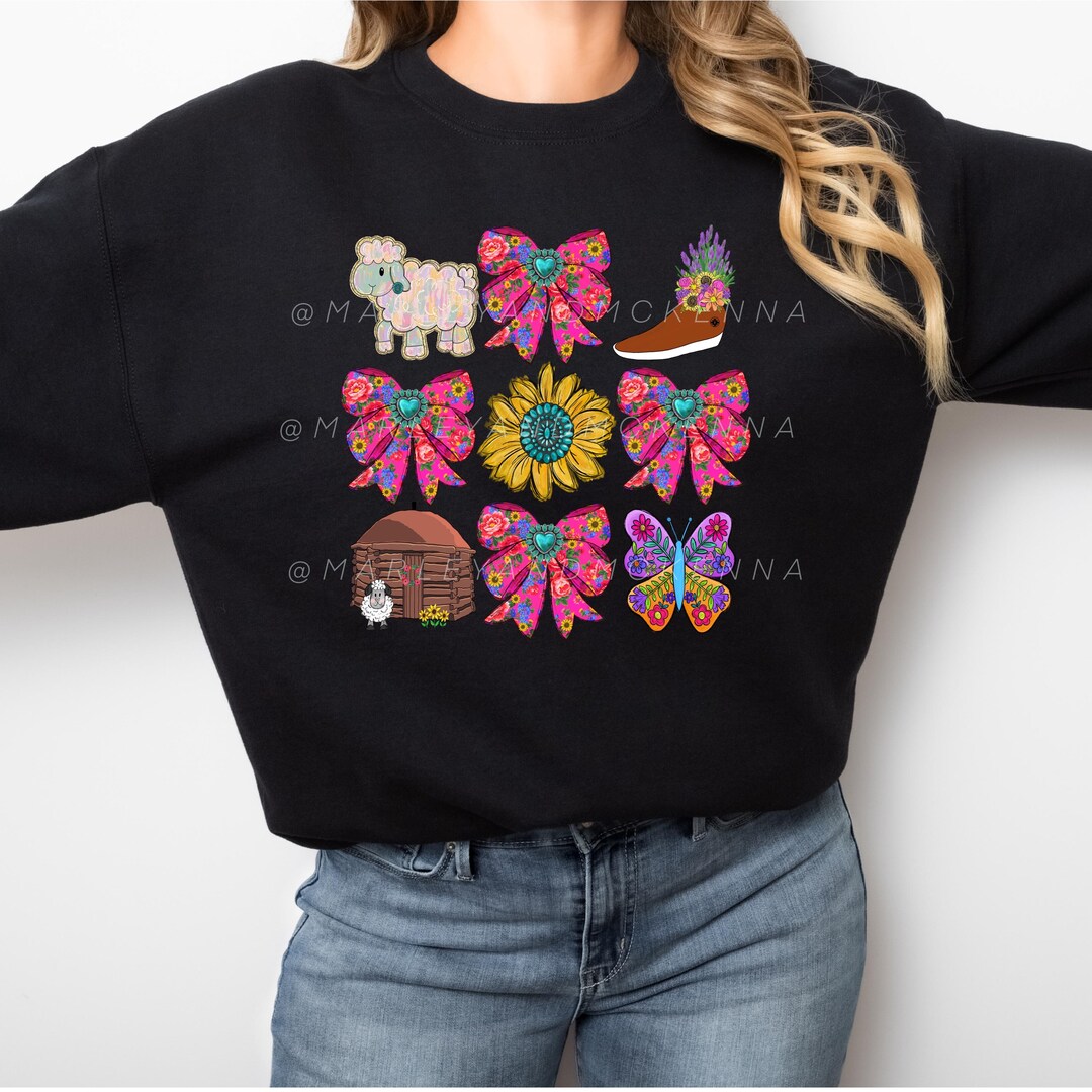 Pink Floral Bow Navajo Life Collage | Crewneck Sweatshirt - Etsy