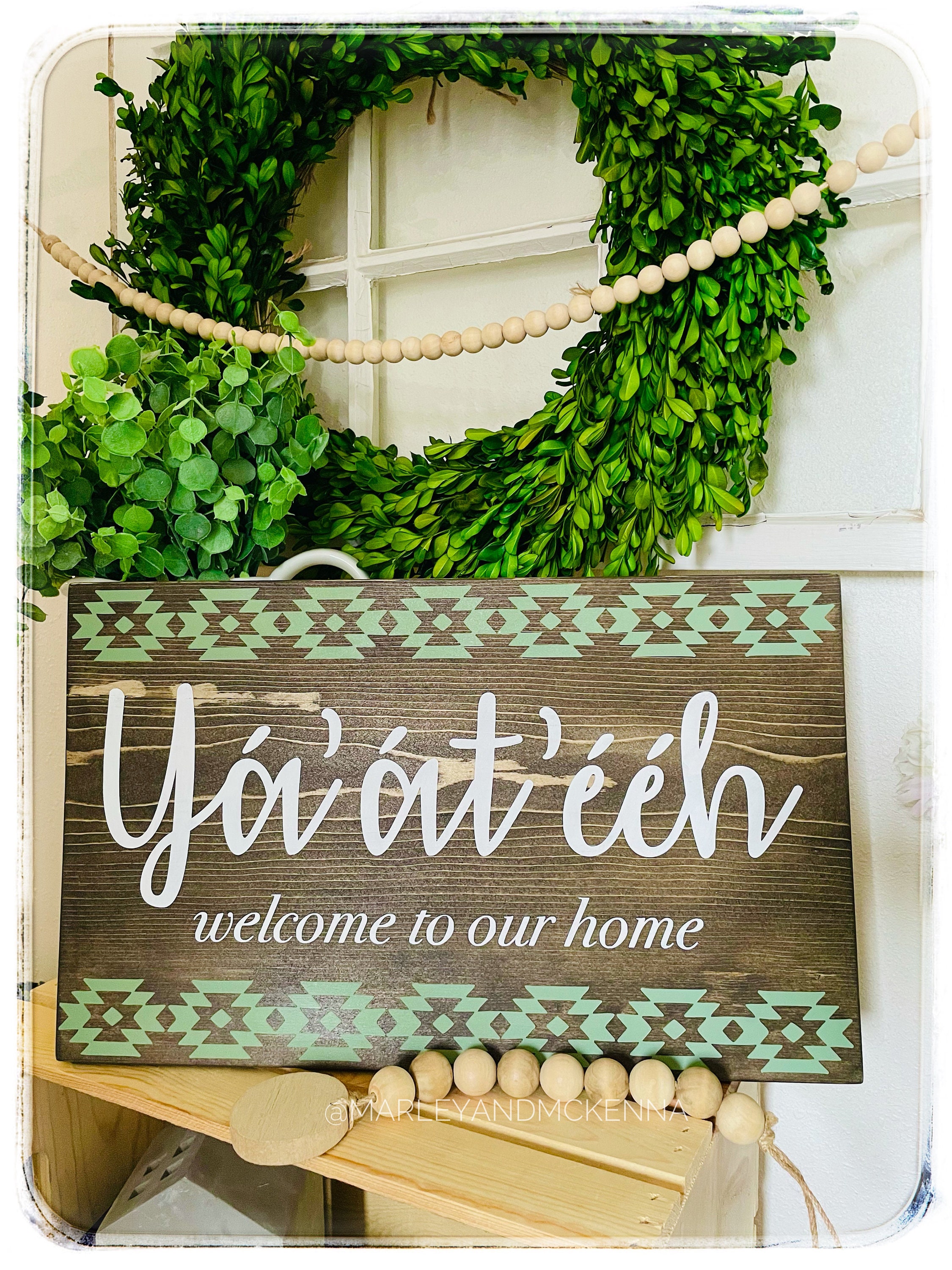 Yaateeh Welcome to Our Home Border Design Wood Sign Navajo | Etsy