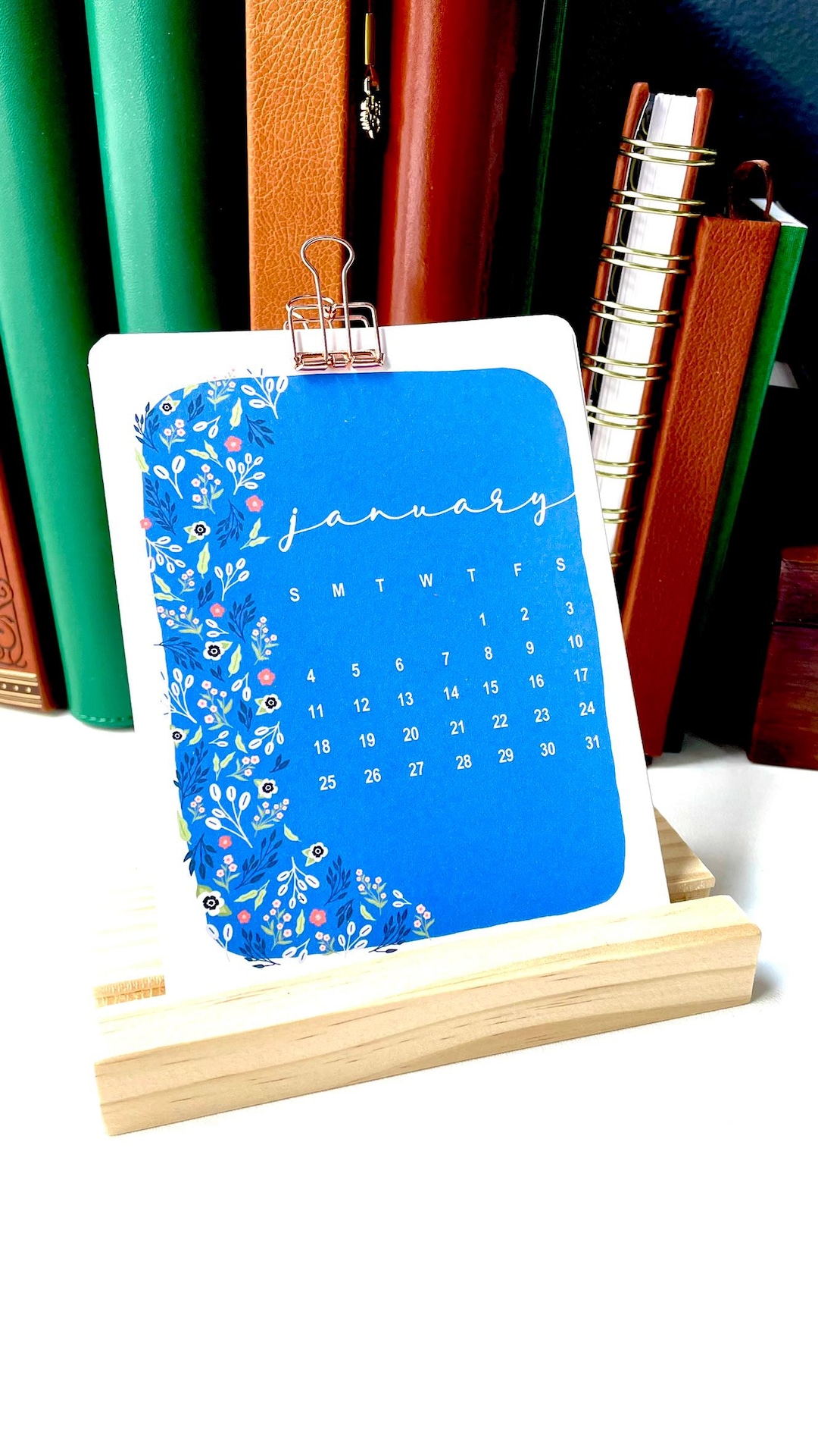 2026 Calendar With Rose Gold Clip - for Pinboard, Fridge, Desktop ...