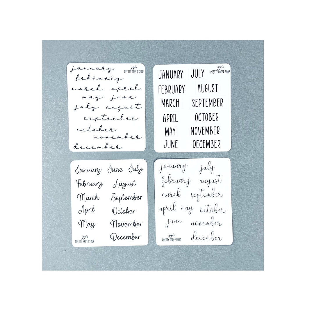 Months of the Year Single Sheet (4 Different Designs) - Planner ...