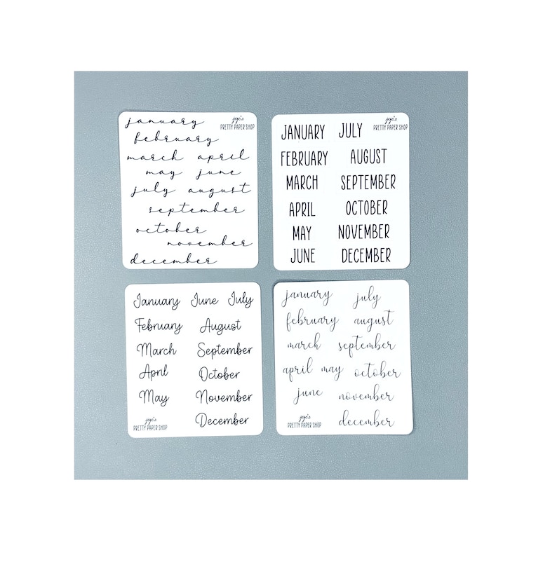 Months of the Year Single Sheet 4 Different Designs - Etsy